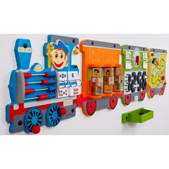 Jeu mural en bois pour salle d'attente et espace jeux enfant
