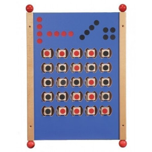 Aménagement salle d'attente enfants - Grand jeu mural Puissance 4 en bois