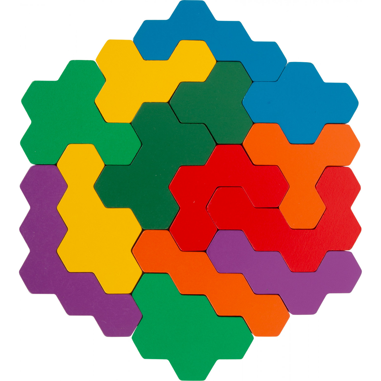 Puzzle hexagonal en bois 19 pcs dans coffret - L'îlot éducatif